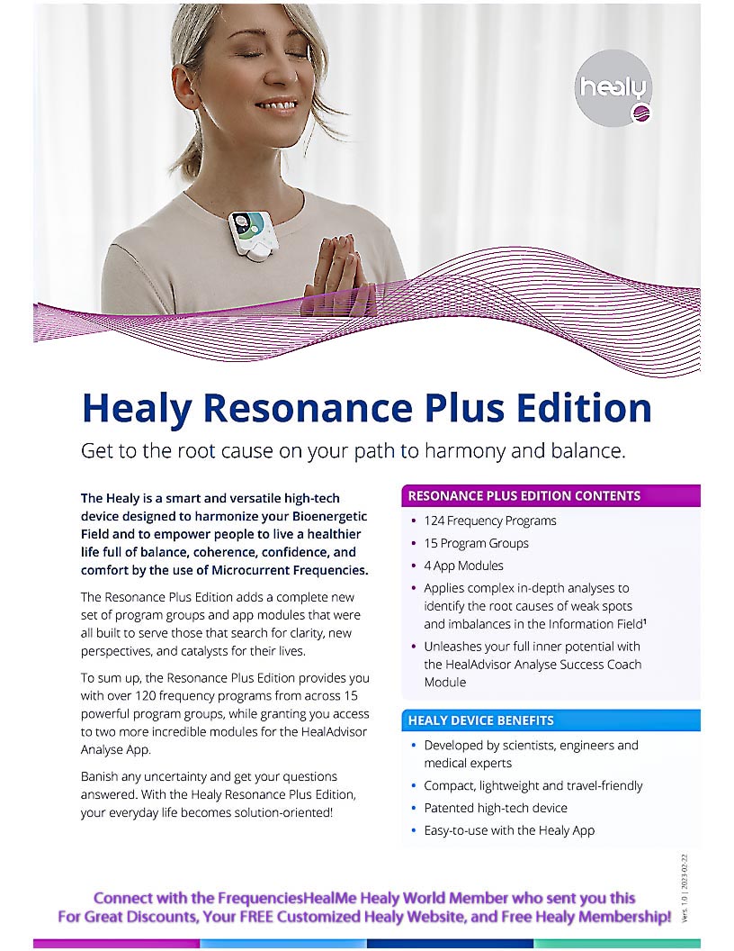Resonance Plus Edition Device and Apps, Healy, brochure, Frequency ...